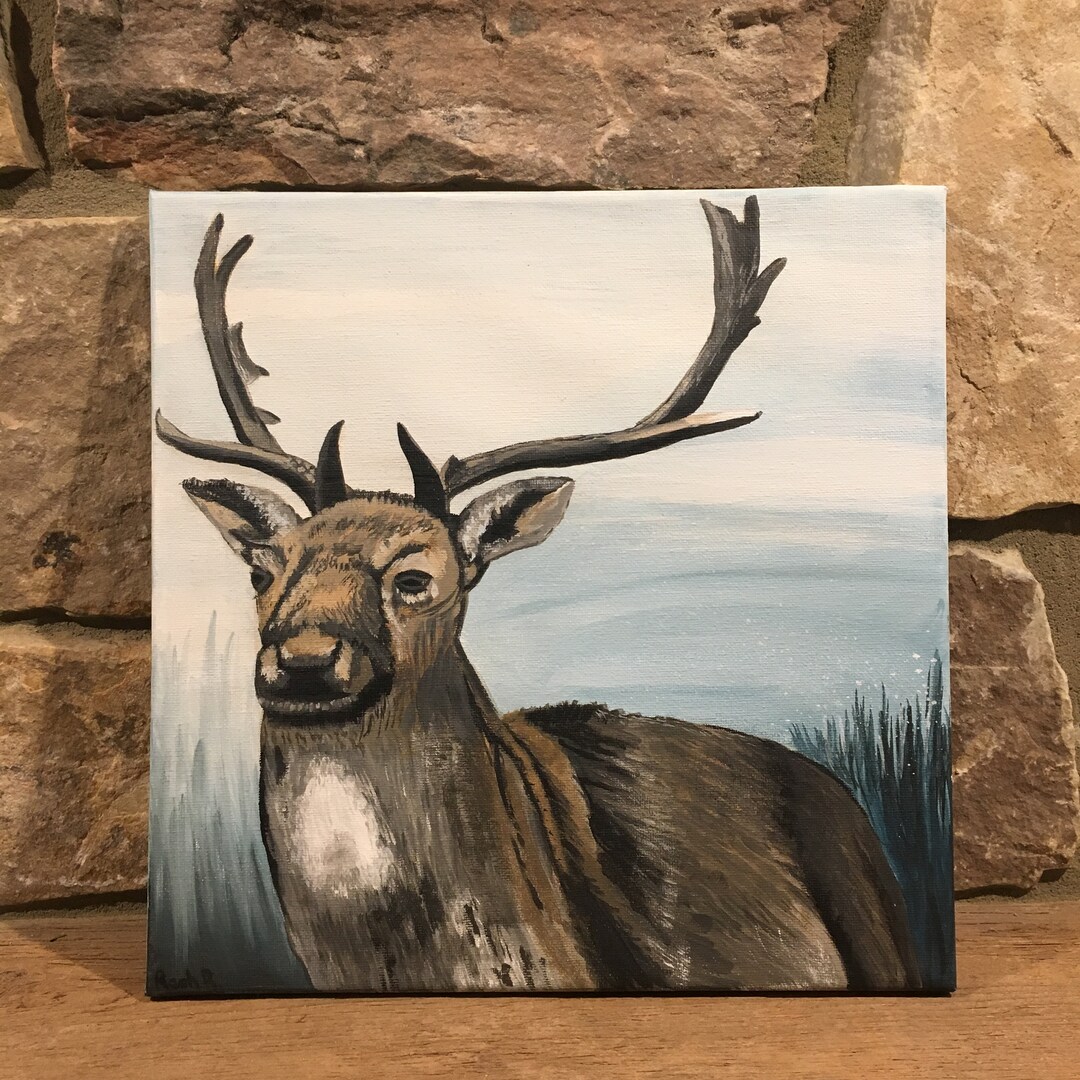 Stag, Acrylic Buck Painting, Buck, Wildlife Art, Buck on Canvas - Etsy