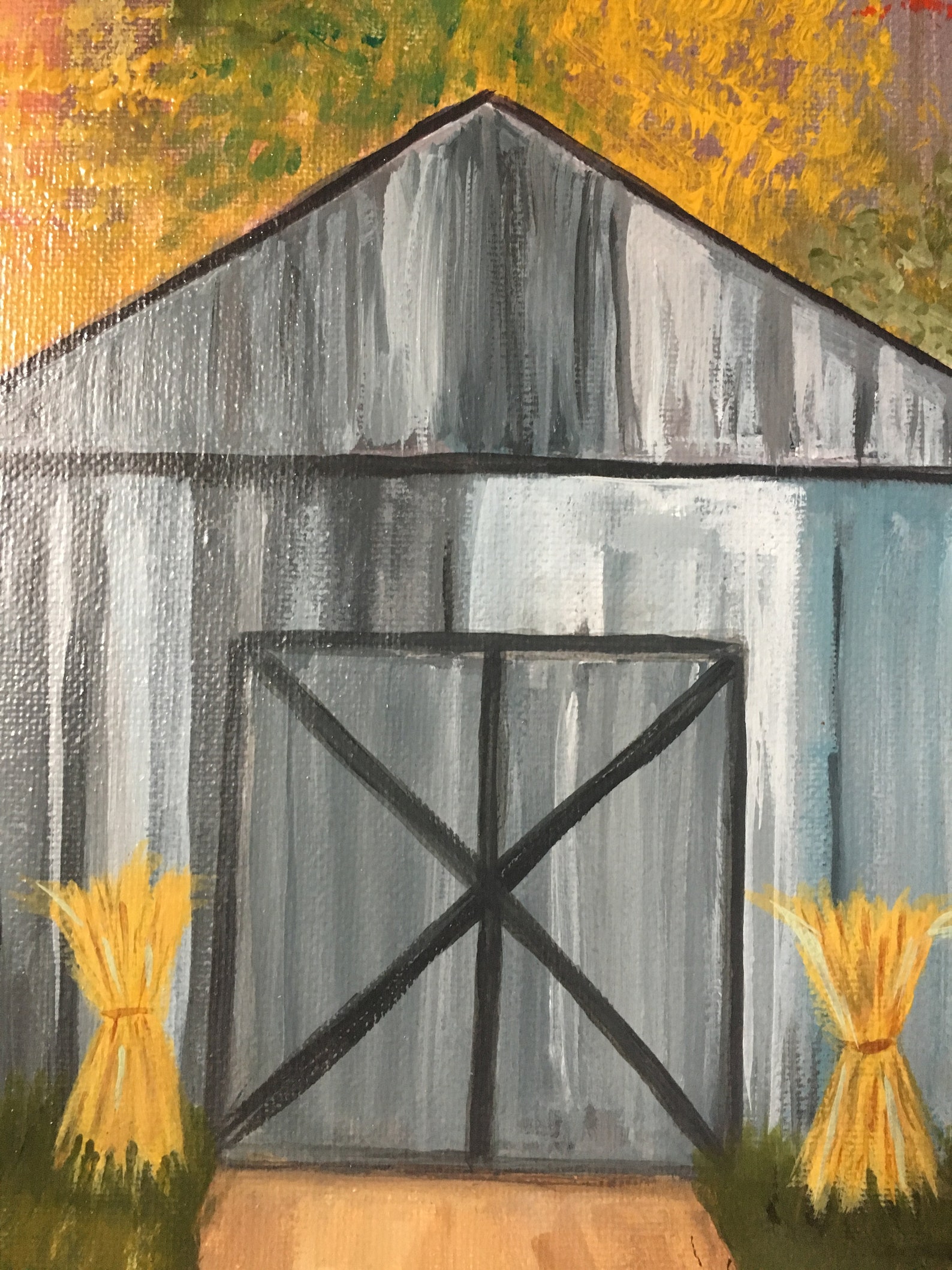 Rustic Barn Painting, Autumn Wall Art, Fall Decor, Rustic Wall Art ...
