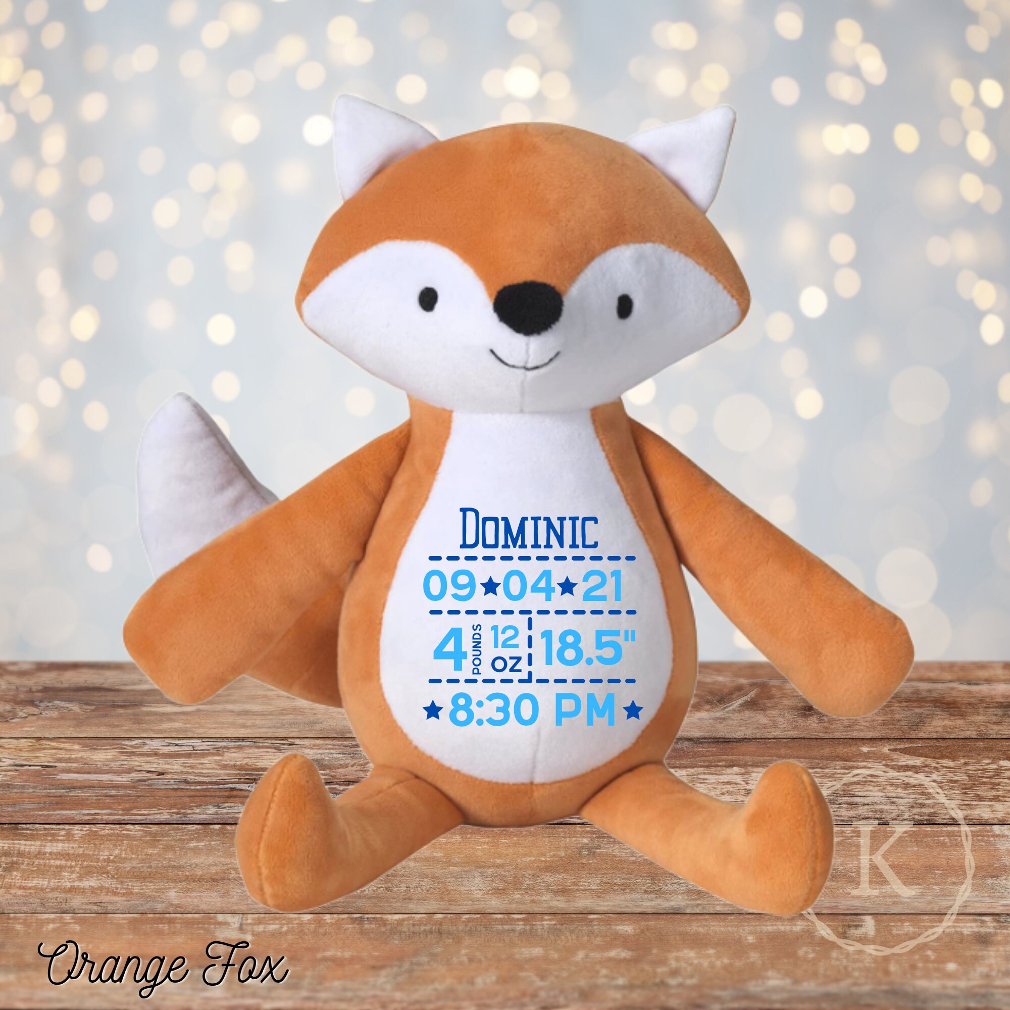 Birth Announcement Fox Birth Stat Fox Keepsake Fox Baby - Etsy