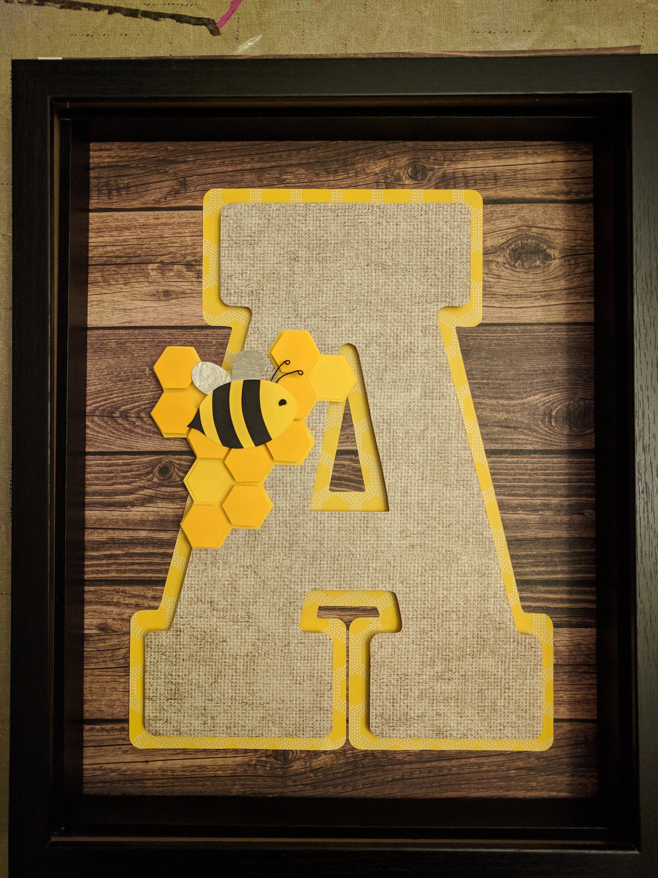 Bee Letter Decorframed Letterhoney Bee Nurserymonogram - Etsy
