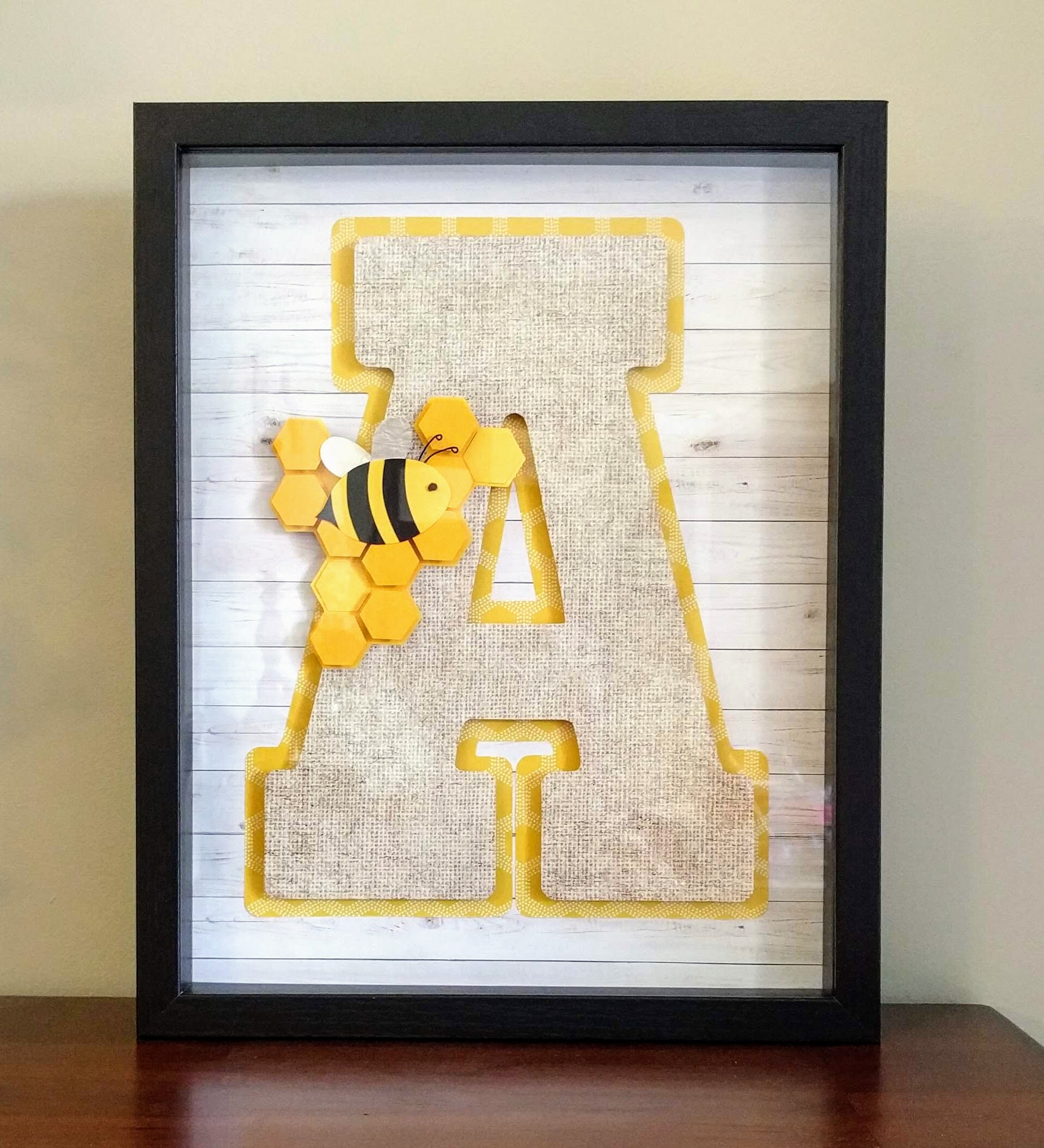Bee Letter Decorframed Letterhoney Bee Nurserymonogram - Etsy