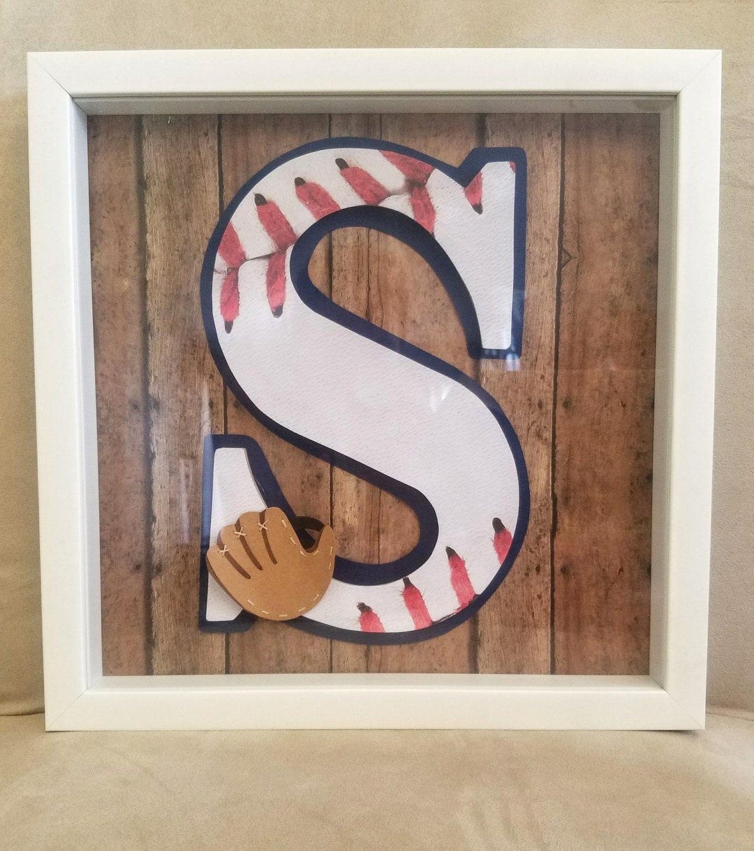 Baseball Letter,personalized Shadow Box Frame,sports Letter,framed ...