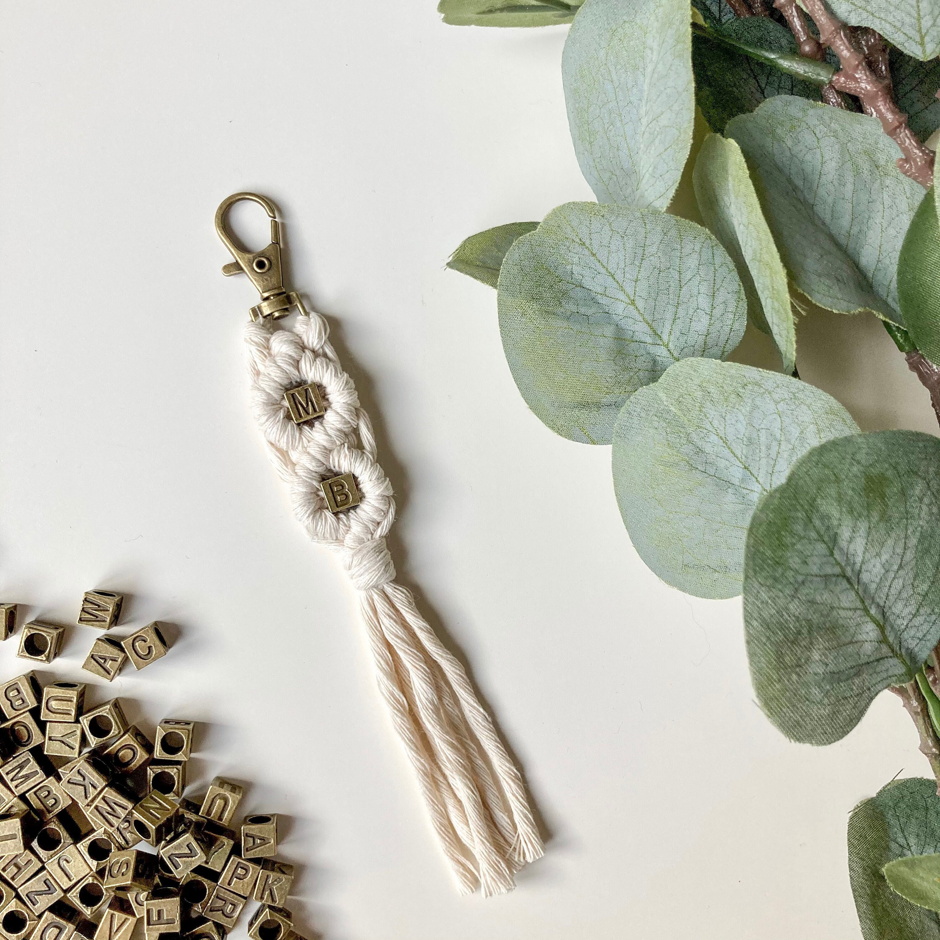 Personalized Initial Macrame Keychains Eco-Friendly Bohemian | Etsy