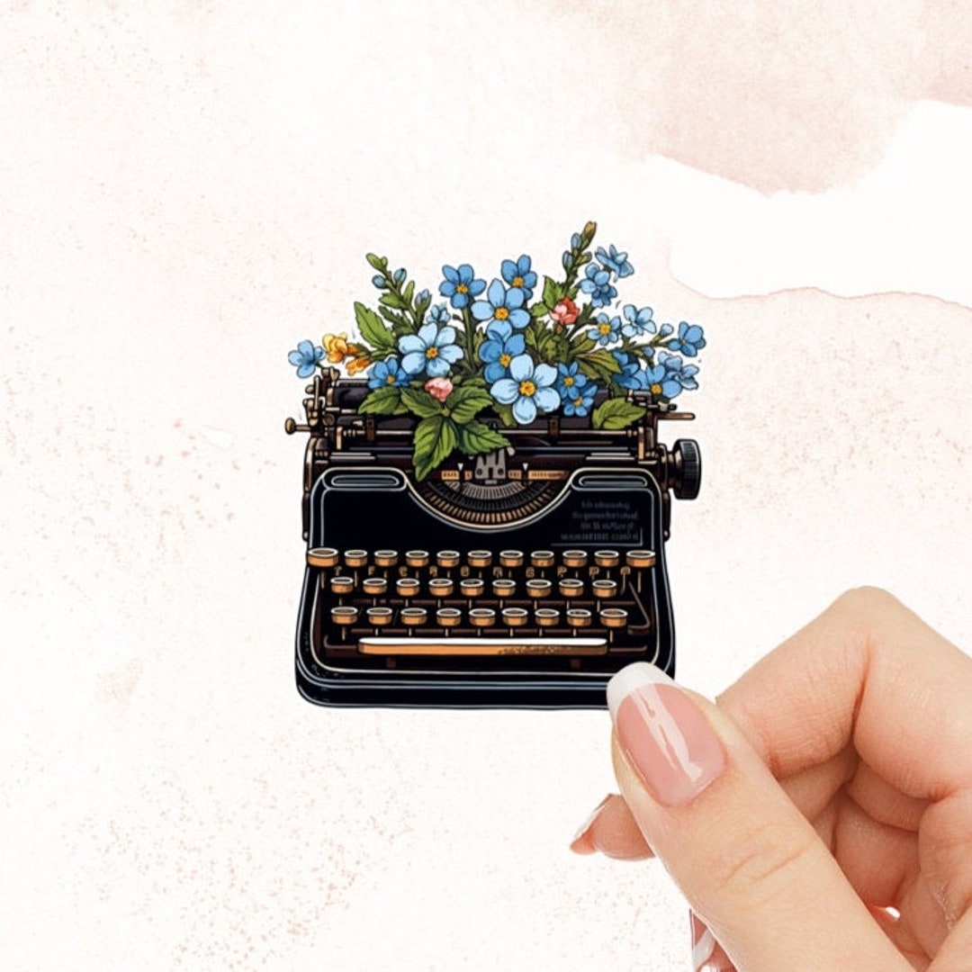 Vintage Typewriter | Forget-me-knot Sticker - Etsy