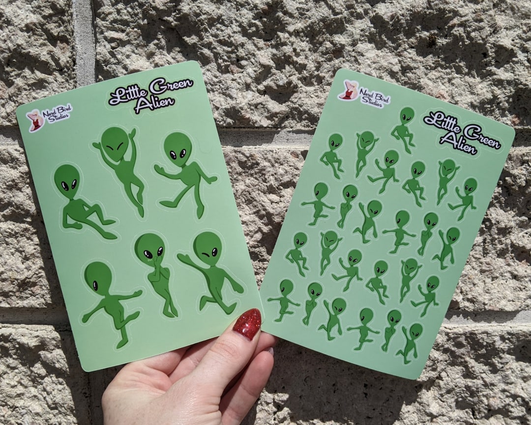 Little Green Alien STICKER SHEETS - Etsy