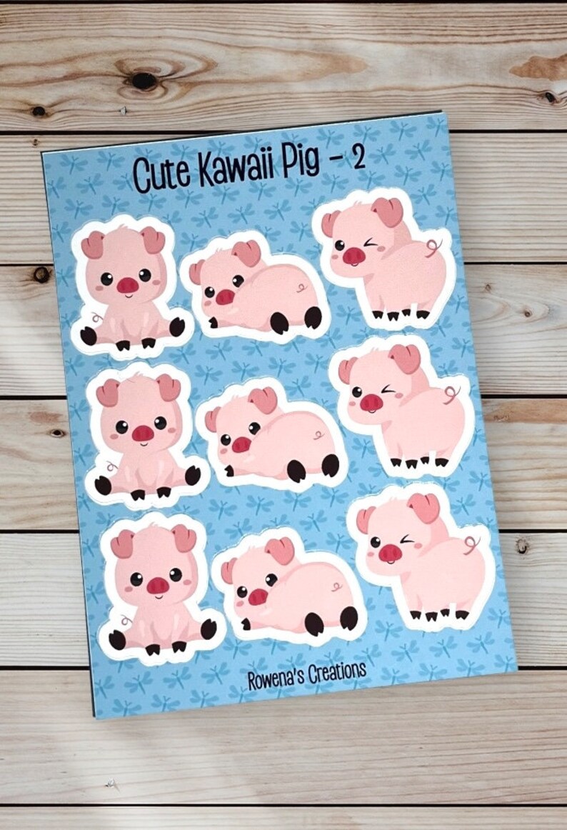 Kawaii Cute Pig Sticker, Journal Sticker, Scrapbook Sticker, Cute Piggy ...