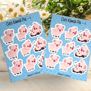 Kawaii Cute Pig Sticker, Journal Sticker, Scrapbook Sticker, Cute Piggy ...