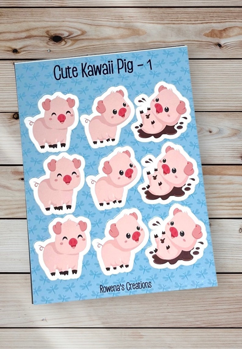 Kawaii Cute Pig Sticker, Journal Sticker, Scrapbook Sticker, Cute Piggy ...