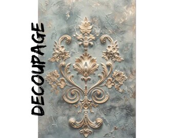 Large Decoupage Paper - 20 X 30" - Vintage Wall With White Roses - With ...