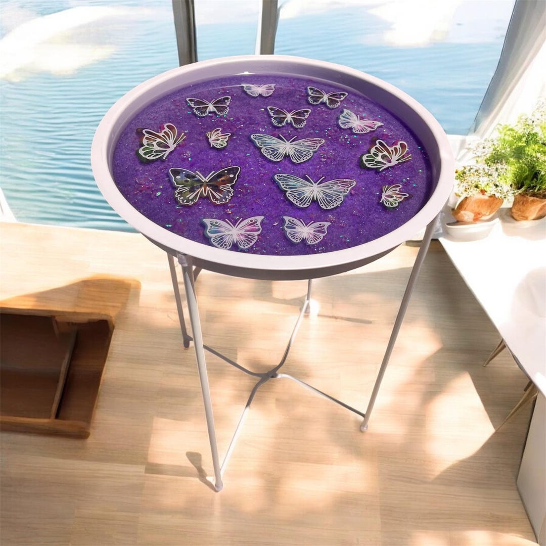 One of a Kind Butterfly End Table, Plant Stand, Resin, Perfect for ...
