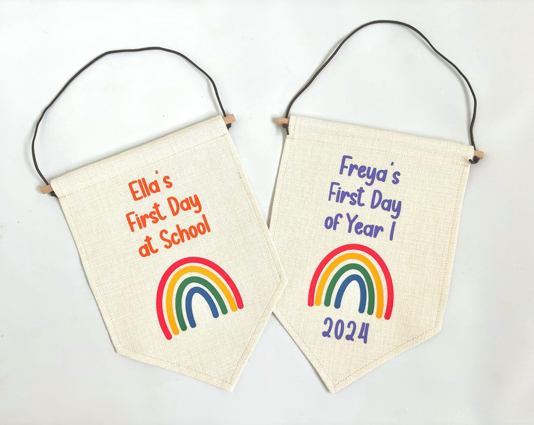 Personalised First Day of School Flag | First School Memory Photo Prop ...