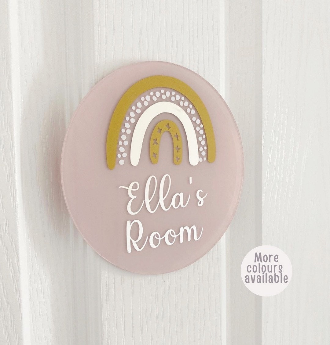 Personalised Acrylic Rainbow Bedroom Door Sign | Custom Room Name ...
