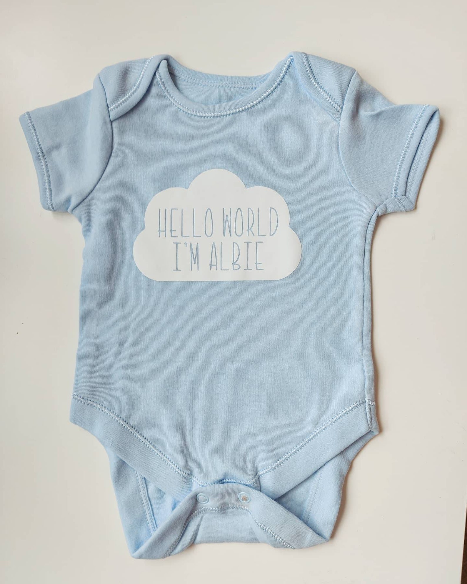 Hello World Personalised Baby Vest Hello World Cloud Baby - Etsy