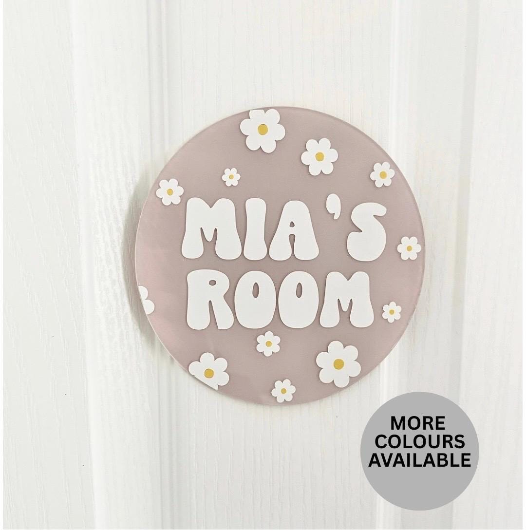 Personalised Flower Bedroom Door Sign | Custom Nursery Decor | Cute ...