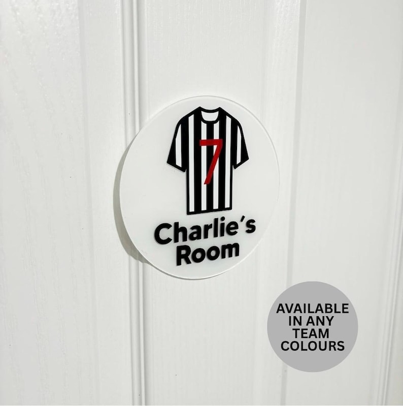 Personalised Football Shirt Door Sign | Custom Kids Room Wall Art ...