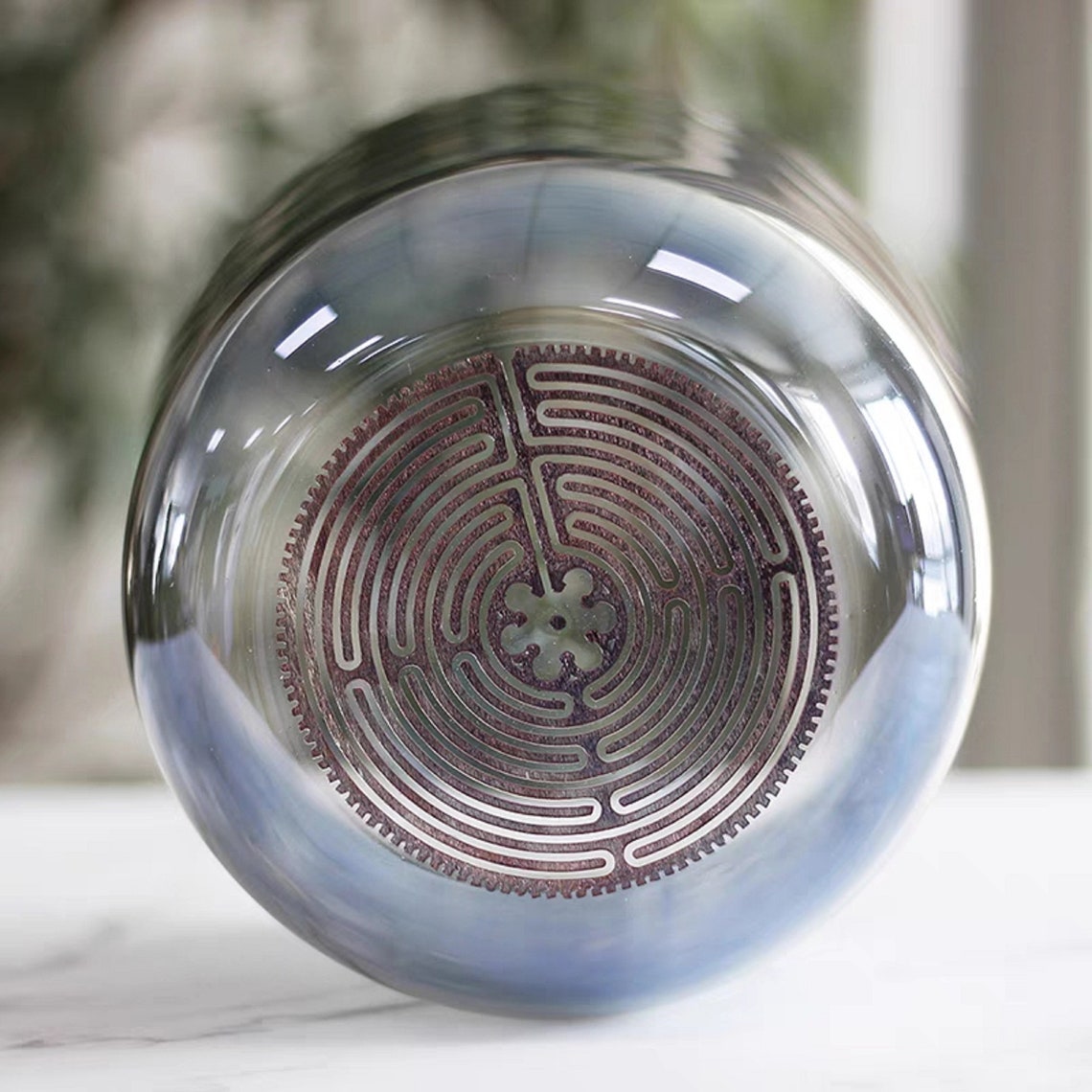 8 Inches F Note Gold Painting Labyrinth Alchemy Crystal Singing Bowl ...