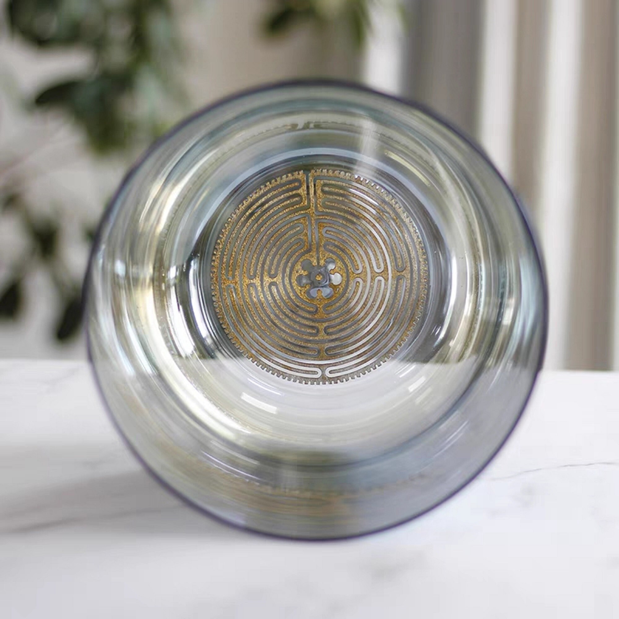 8 Inches F Note Gold Painting Labyrinth Alchemy Crystal Singing Bowl ...