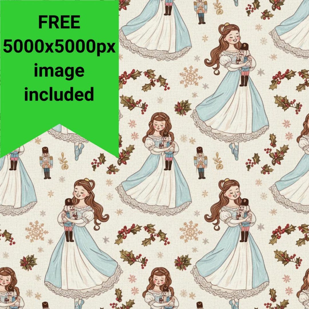 Nutcracker Christmas Wrapping Paper PNG, Ballerina Girl Holiday Gift ...
