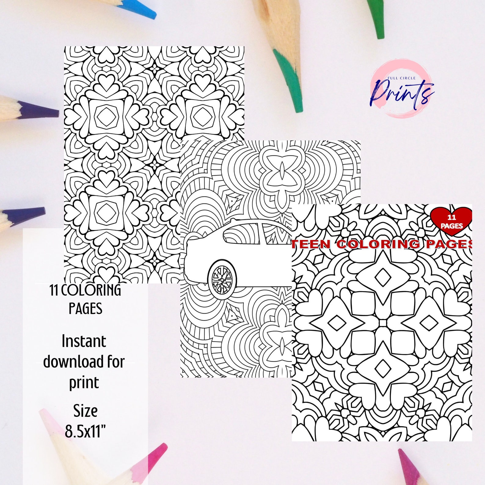 11-page Mandala Coloring Book, Printable PDF, 8.5x11 Inch, Intricate ...