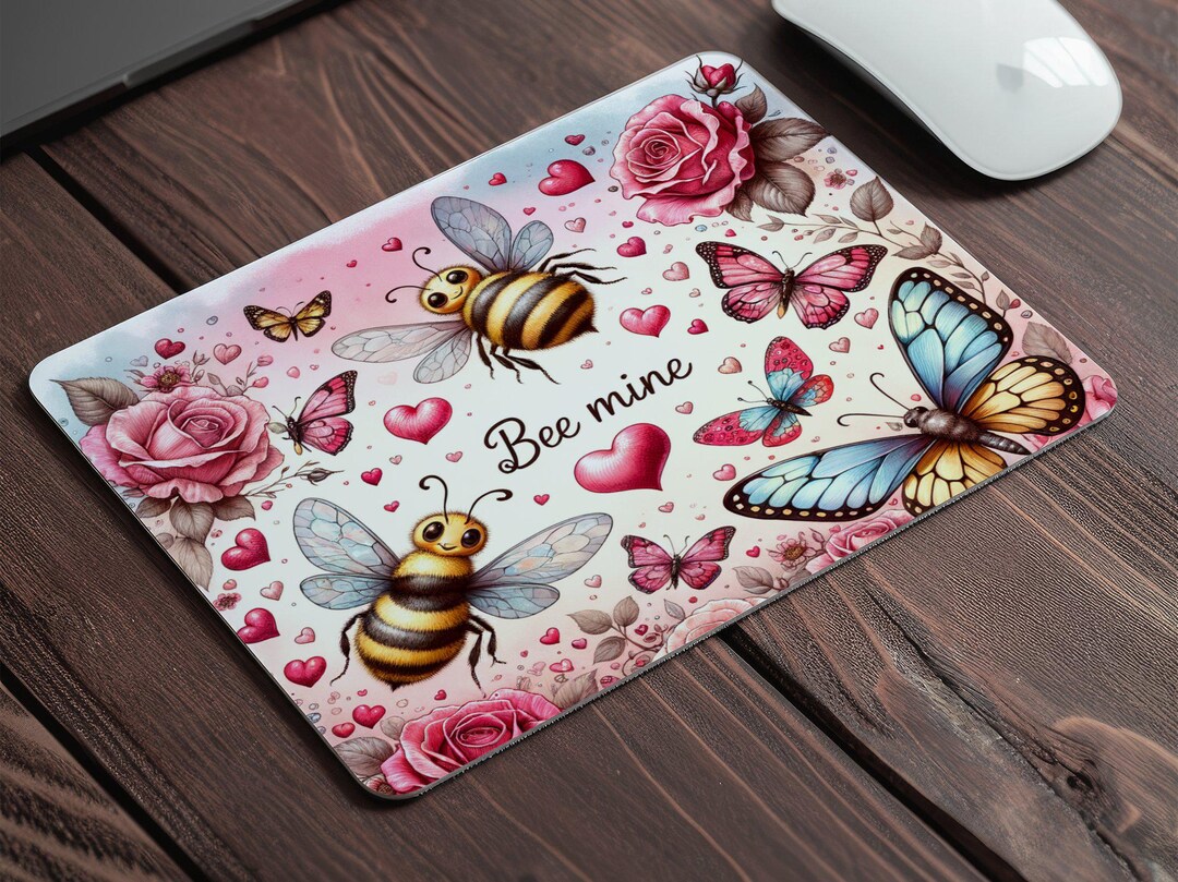 Bee Mine Mouse Pad, Bees and Roses Mousepad, Cute Gift for Her ...