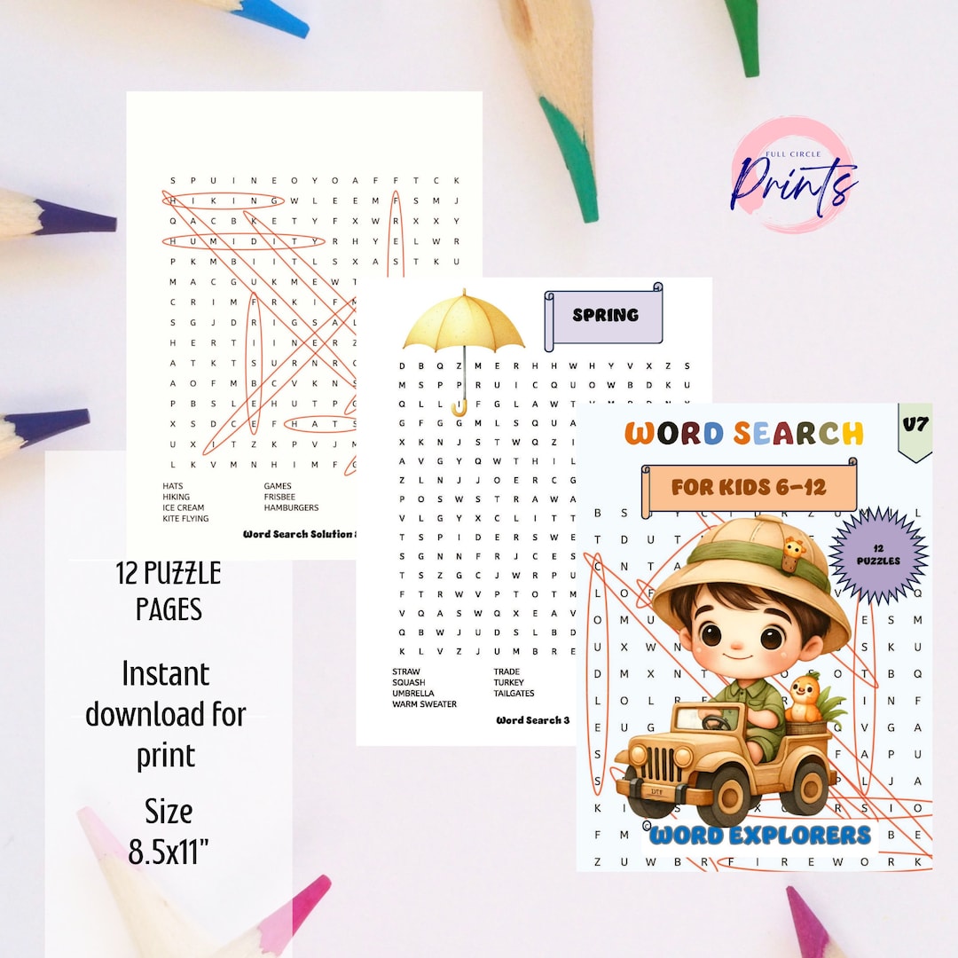 12-page Word Search Puzzle Games, Printable PDF, 8.5x11 Inch, Fun ...