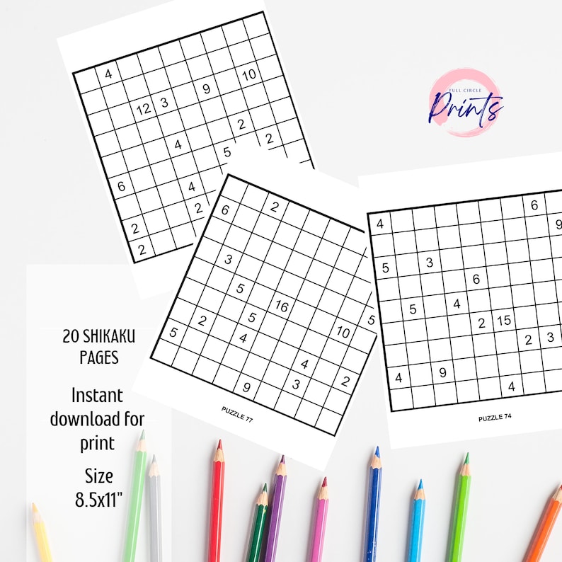 Shikaku Printable Logic Puzzles: 9x9 Grid, 20 Pages (PDF) - Etsy