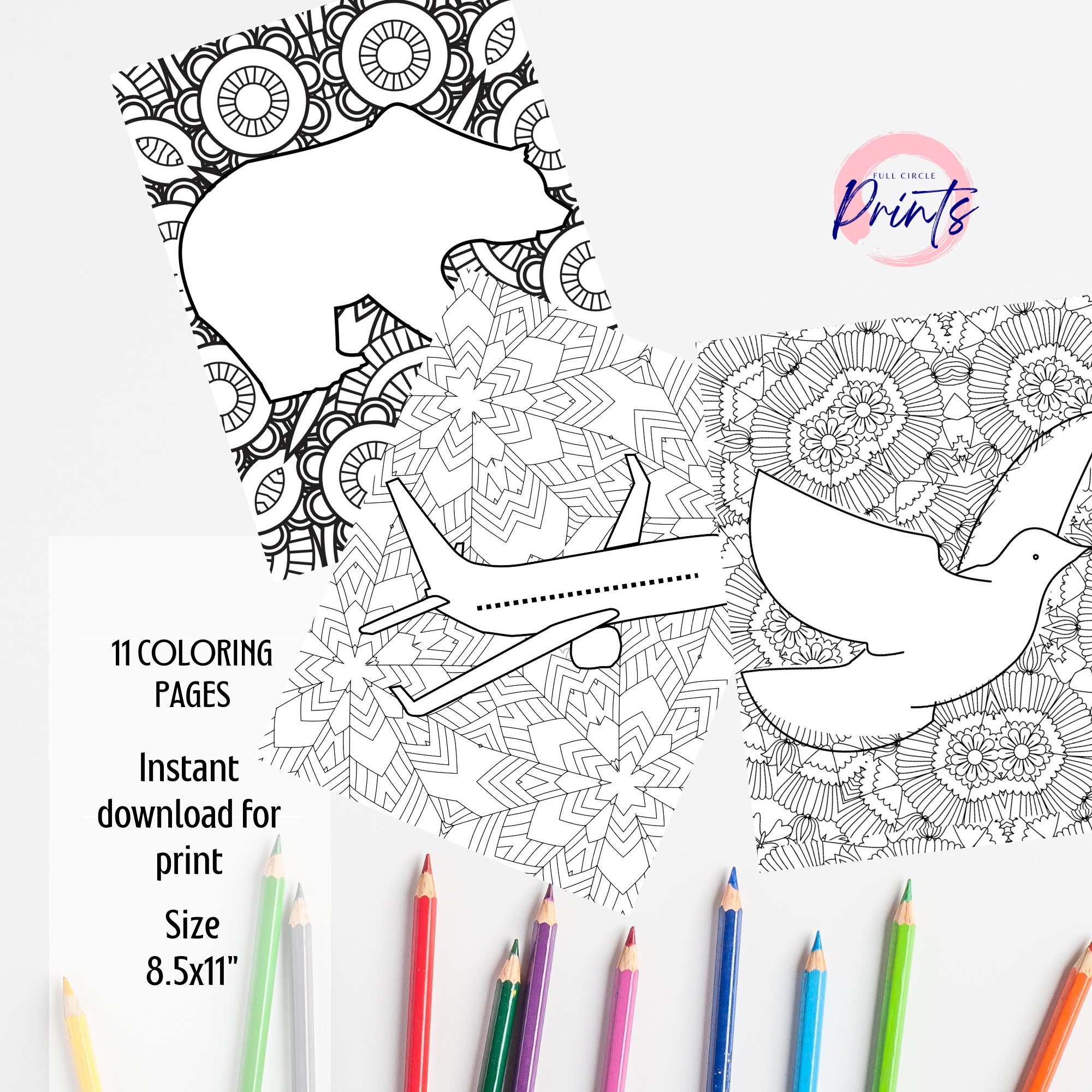 11-page Mandala Coloring Book, Printable PDF, 8.5x11 Inch, Intricate ...