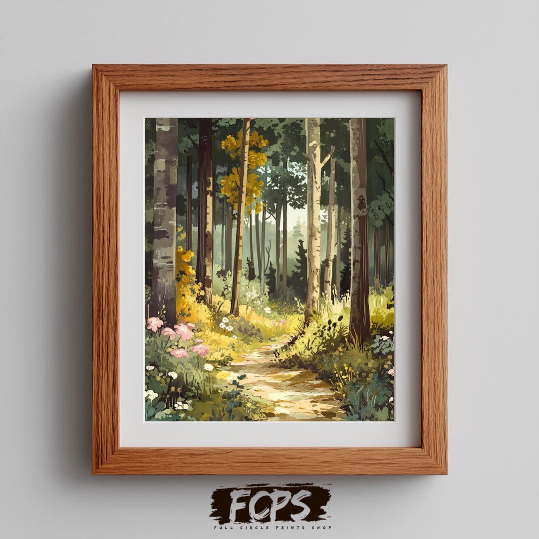 Sunlit Forest Path Print: Cottagecore Woodland Scene (digital Download ...