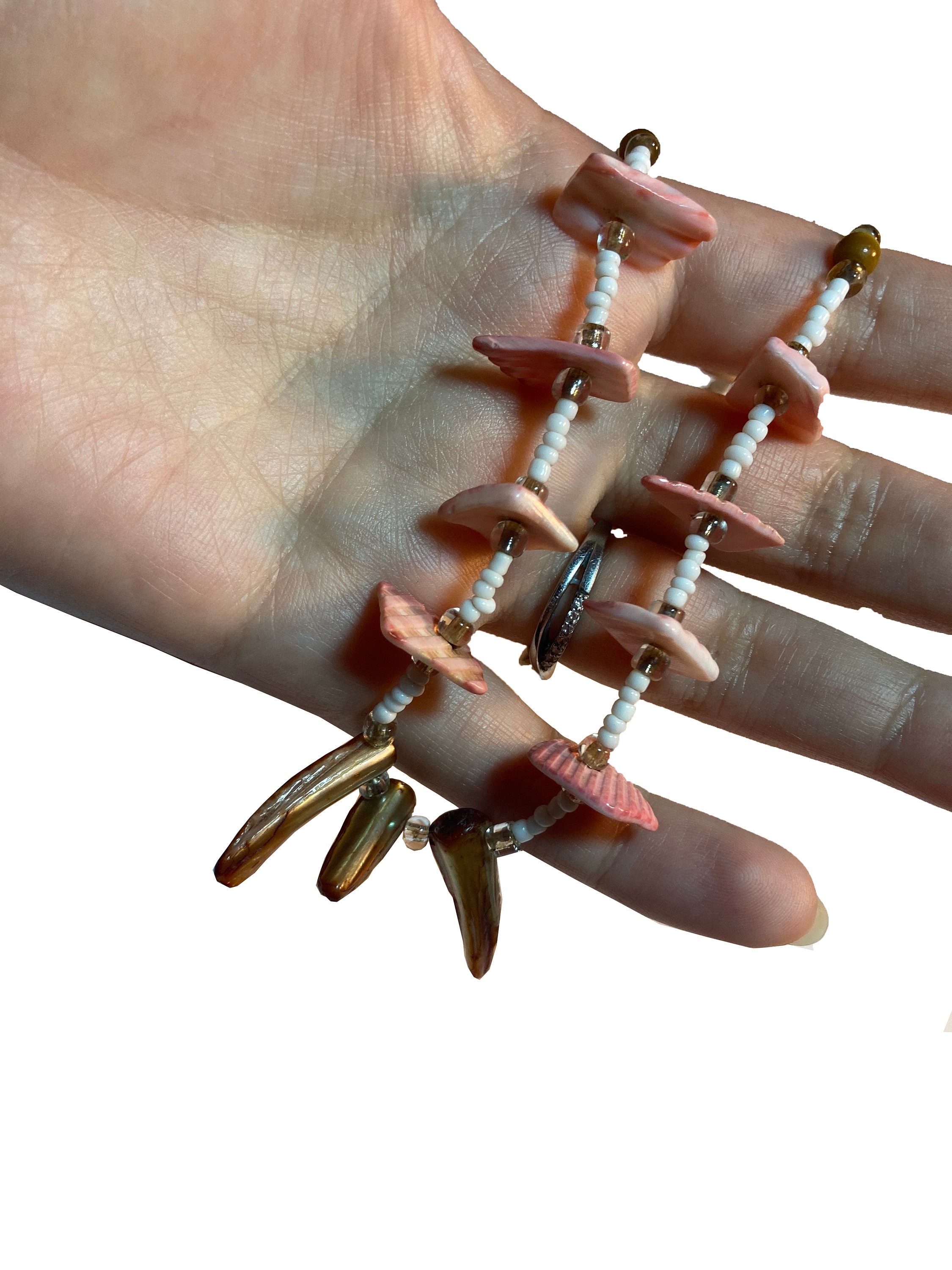 El Salvador Pink Pooka Shell Necklace - Etsy