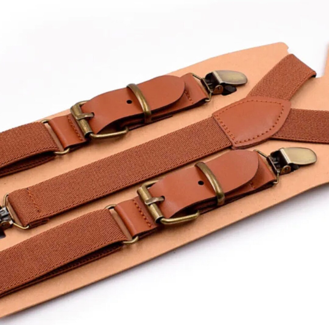 Suspenders, Cognac Suspenders, Brown Suspenders, Rustic Wedding ...