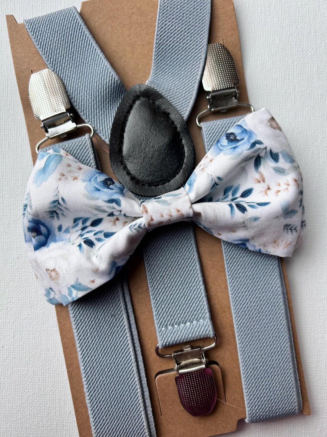 Dusty Blue and Champagne Floral Bow Tie, Necktie, Pocket Square, Mens ...