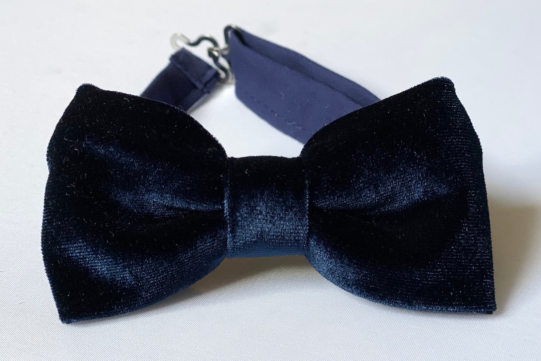 Navy Blue Velvet Bow Tie, Dark Blue Bow Tie, Boys Navy Bow Tie, Adult ...