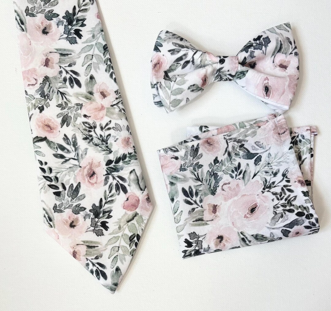 Sage and Blush Flowers Necktie Blush Mauve Floral Tie for Men and Kids ...