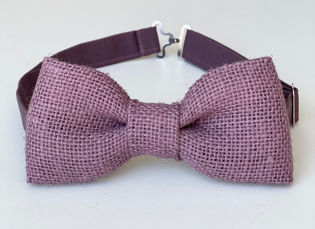 Mauve Burlap Bowtie, Mauve Bow Tie, Mens Bow Ties, Mauve Rustic Wedding ...