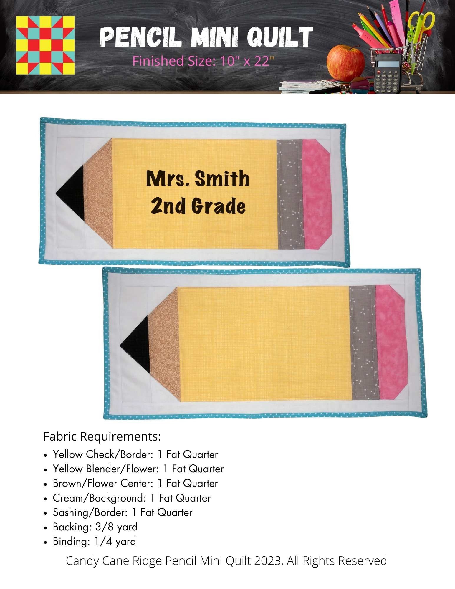 Pencil Mini Quilt Digital Download Pattern - Etsy