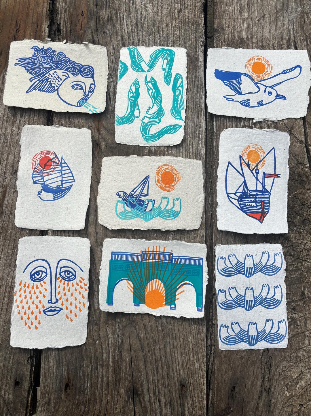 The Cry of the Turtle Marine Postcards, Linocuts - Etsy