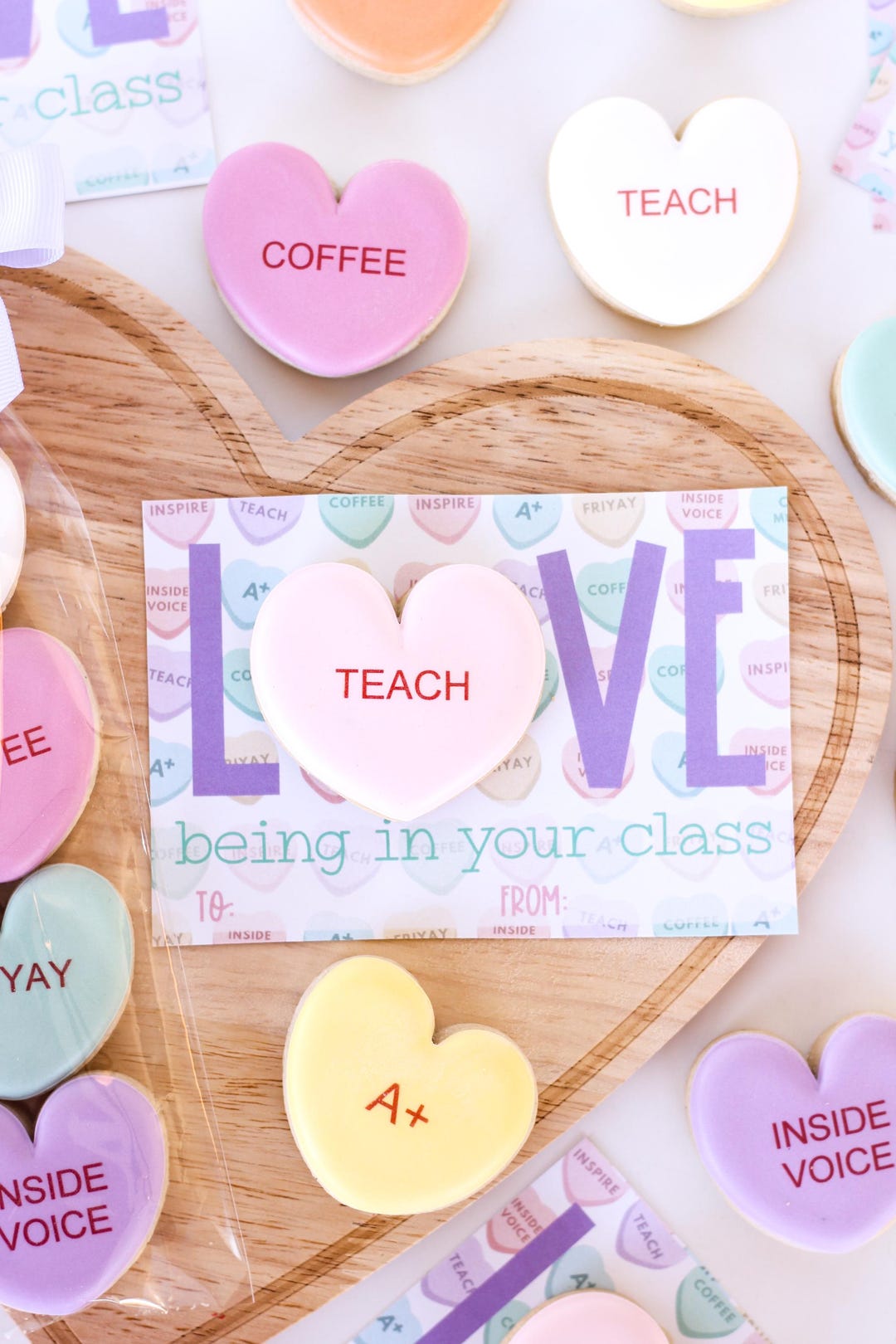 Teacher Conversation Heart Valentine's Cookie Card - Etsy