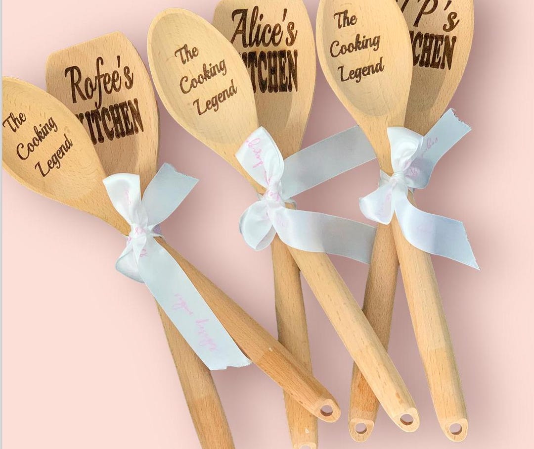 Personalized Bamboo Utensils - Custom Engraved Kitchen Gift - Engraved ...