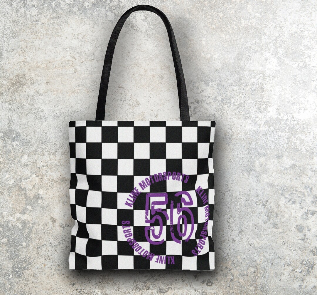 Custom Race Team Tote Bag, Checkered Pattern Tote With Colored ...