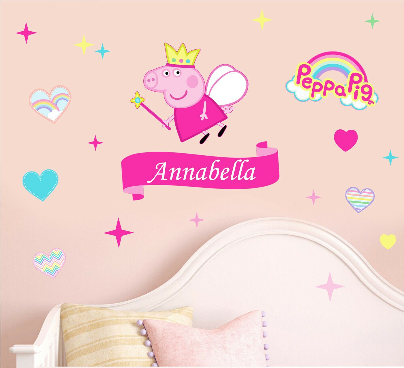 Personnalisé Fairy Peppa Pig Wall Art Stickers Bedroom Decals - Etsy France