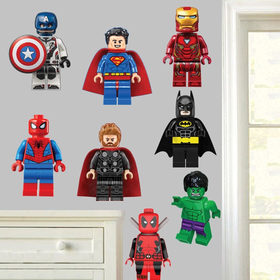 Superhero Characters 8pc Wall Art Vinyl Stickers - Etsy