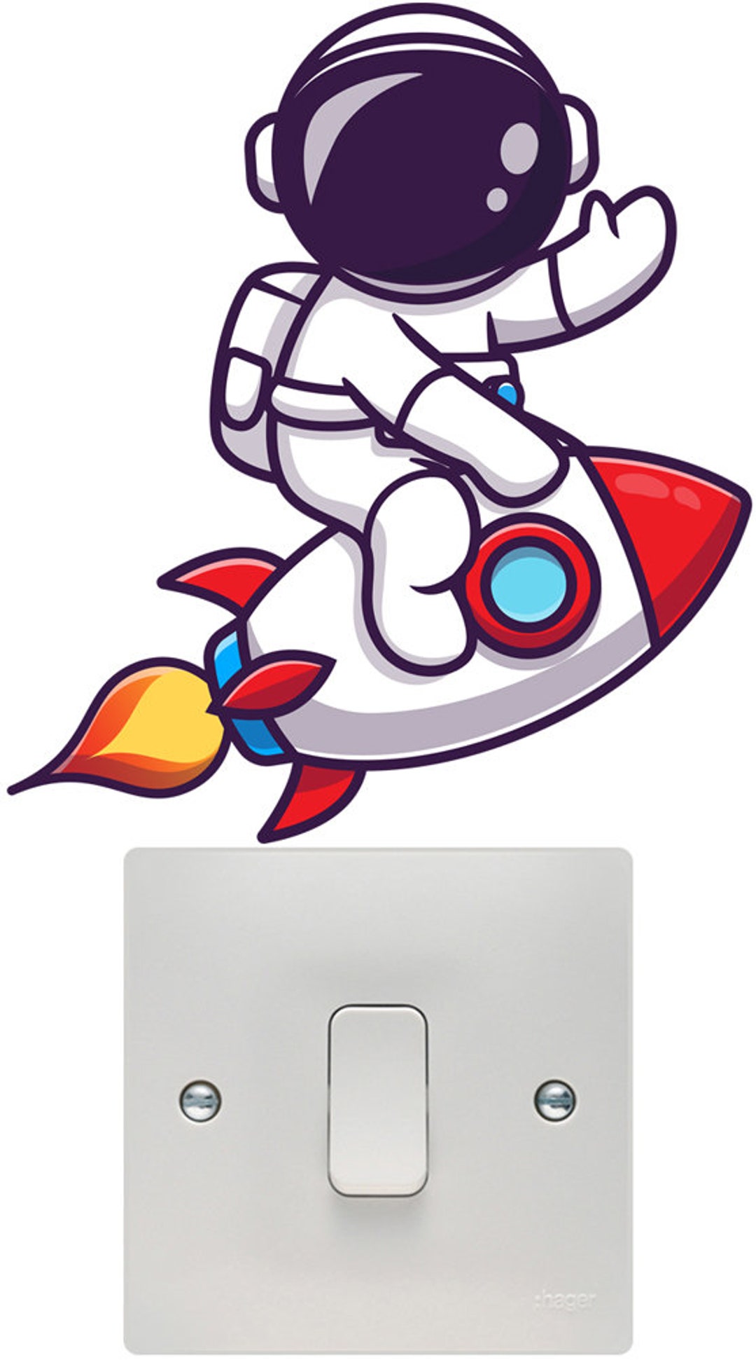 Astronaut on Rocket Light Switch Wall Art Vinyl Stickers - Etsy