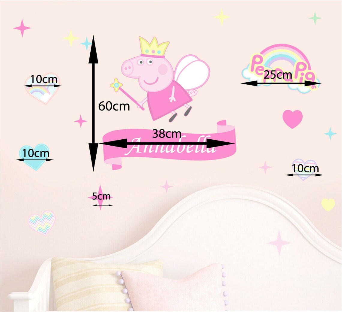 Personnalisé Fairy Peppa Pig Wall Art Stickers Bedroom Decals | Etsy