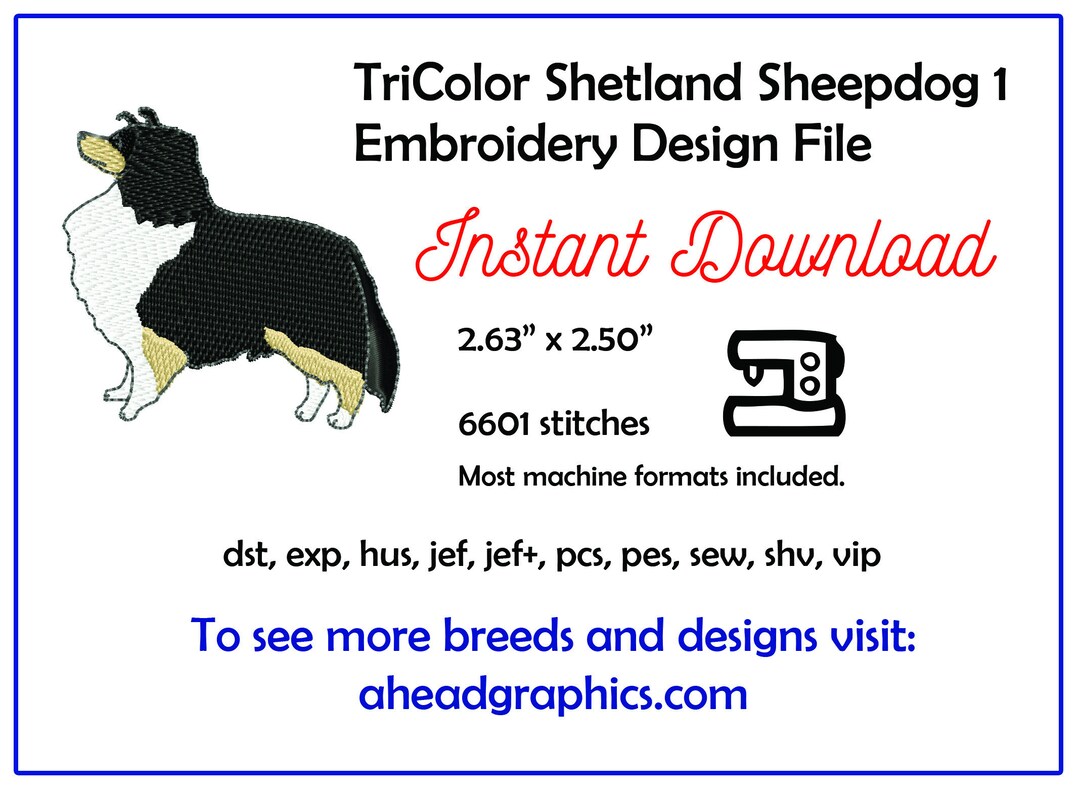 Dog- Machine Embroidery Design - Sheltie - Shetland Sheepdog 1- Dog ...