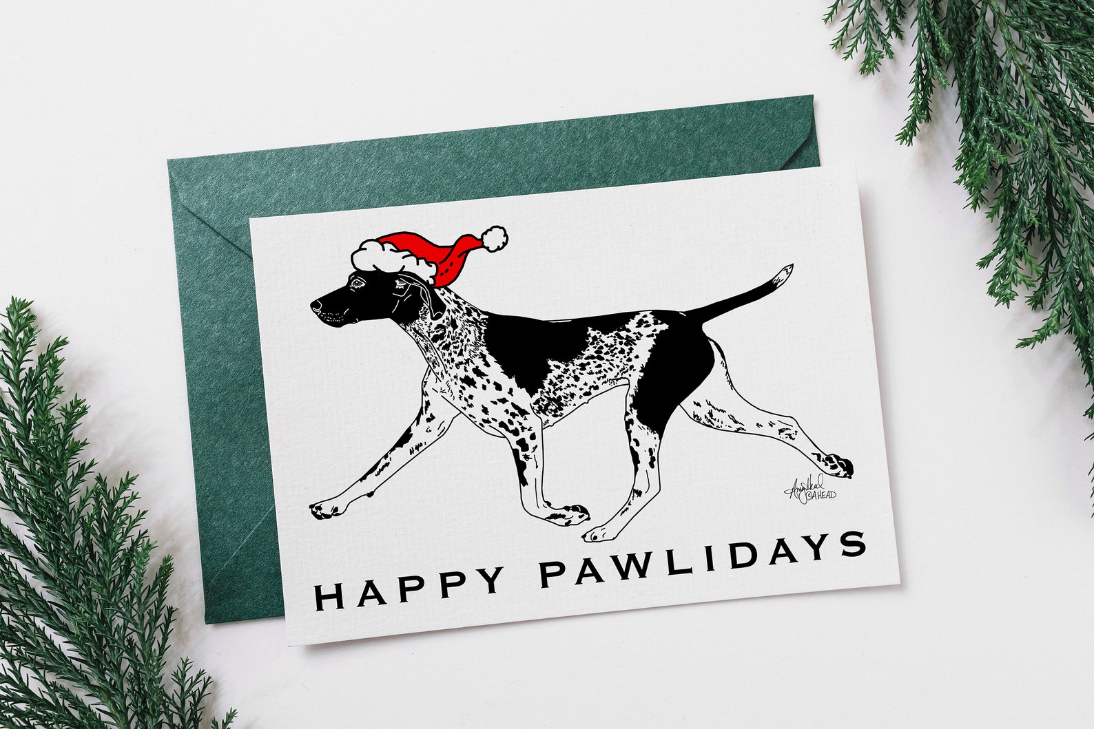 German Shorthaired Pointer Christmas Card dog Art GSP dog Cards Custom ...