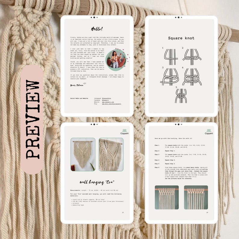 Macrame PATTERN and Knot Guide for DIY Wall Hanging, Digital Download ...