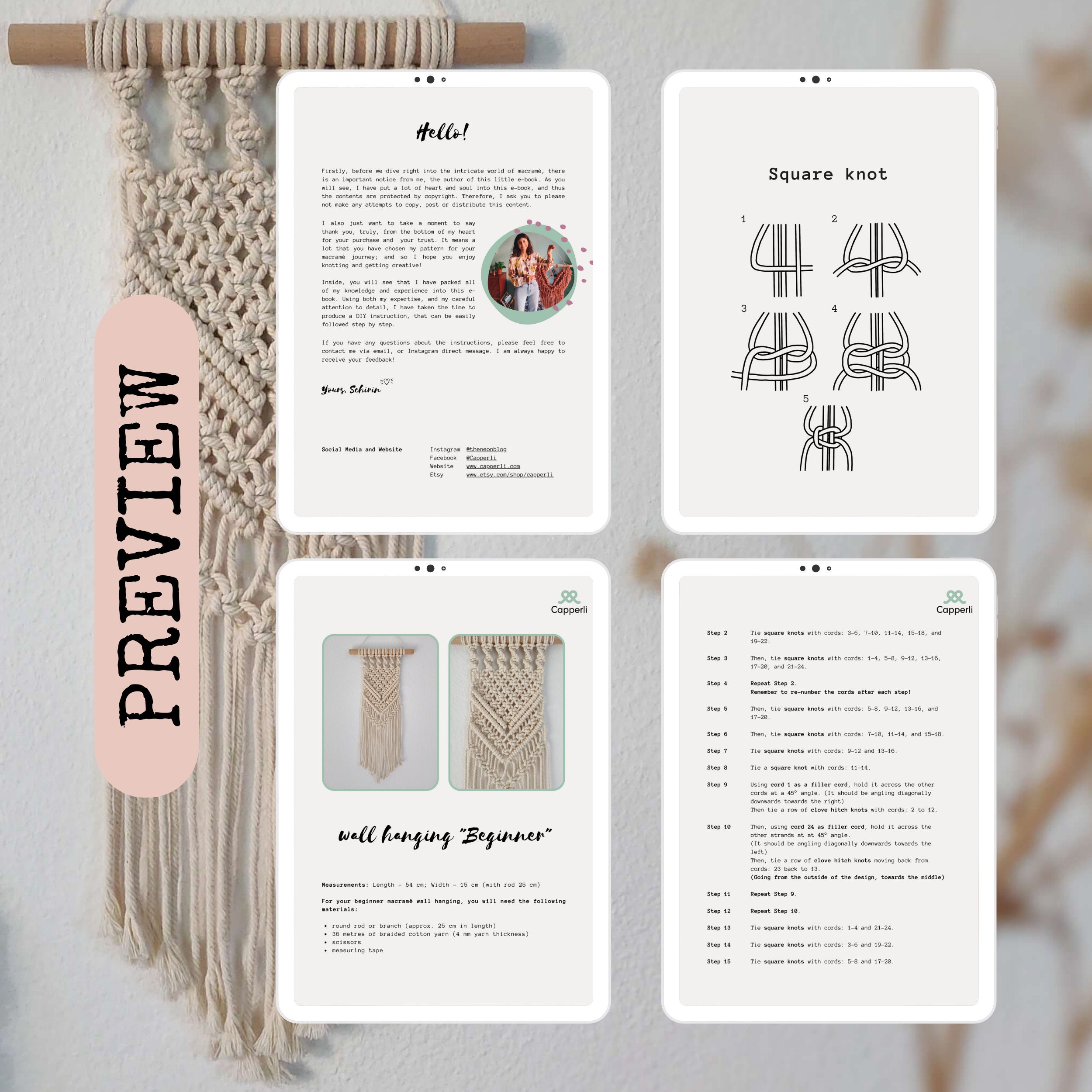 Macrame PATTERN and Knot Guide for DIY Wall Hanging, Digital Download ...