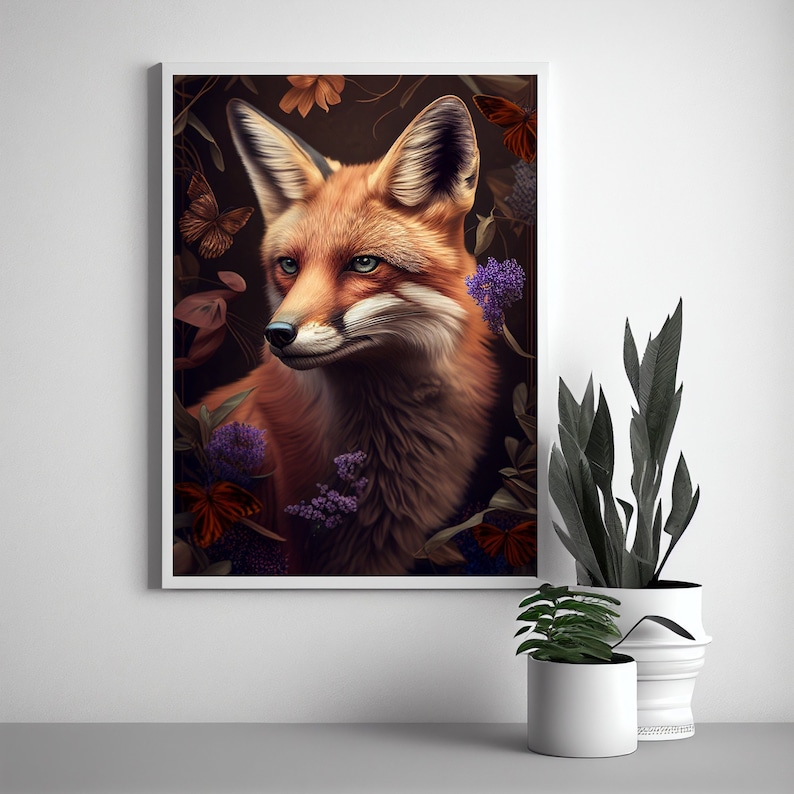Red Fox Wall Art Red Fox Printable Art Fox Painting Art Animal Wall Art ...