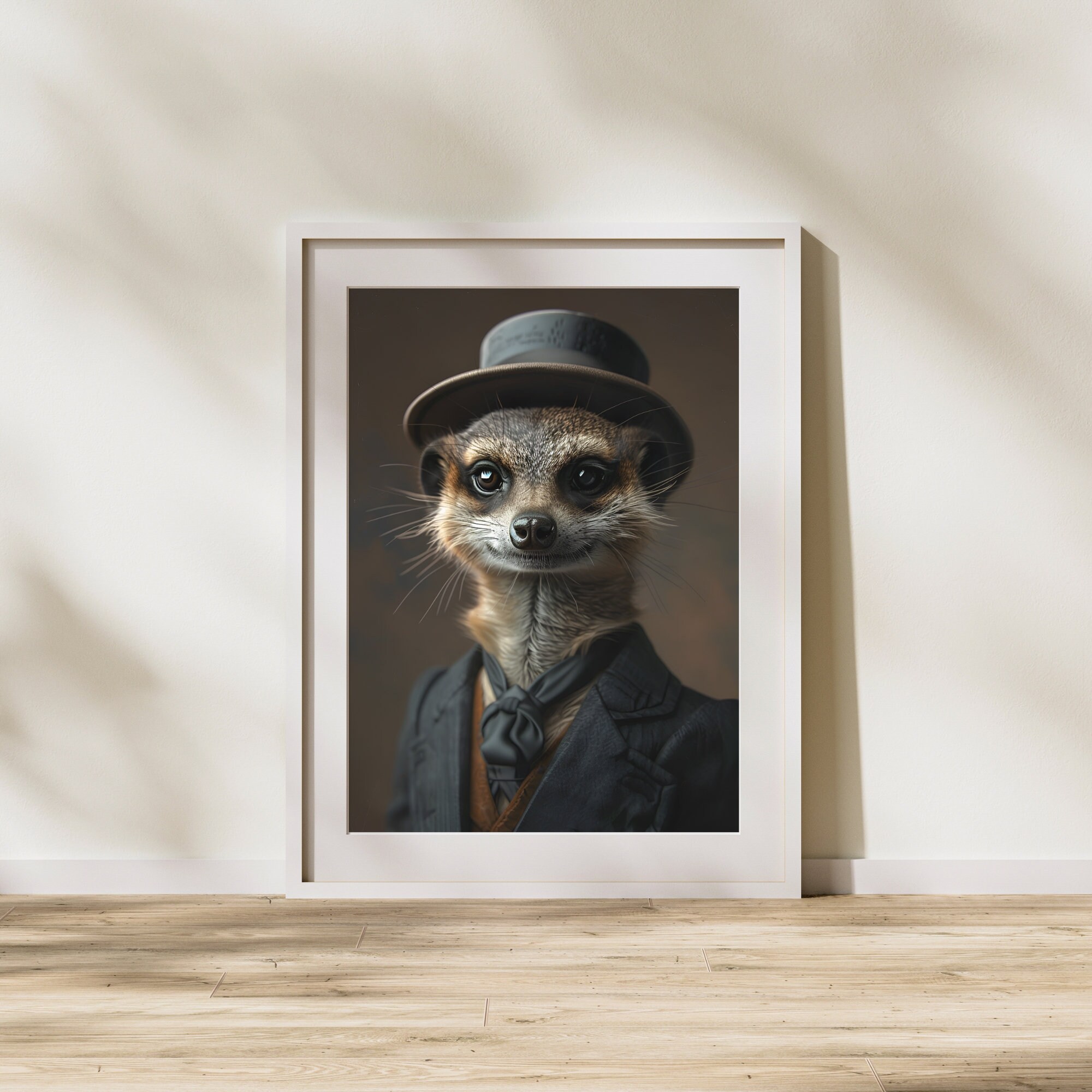 MEERKAT Portrait Art Print Animal Dressed as a Person Meerkat Wearing ...