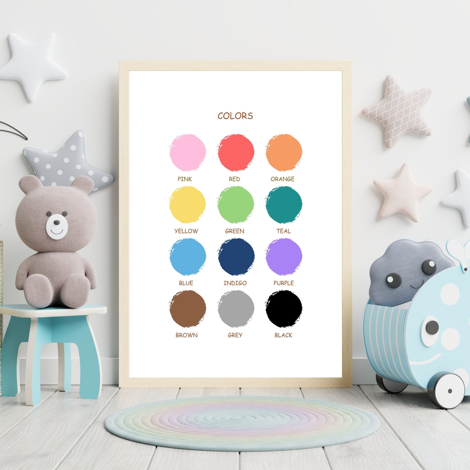 Educational Colors Poster, Printable Colors Wall Art, Colours Classroom ...